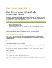 Unit Conversions Docx Unit Conversions Part 1 Unit Conversions With Multiple Conversion