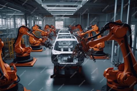 Premium Ai Image Robotic Conveyor Line For Car Assembly Modern