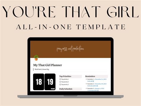 NOTION PLANNER TEMPLATE That Girl Planner Personal Planner Digital Planner Aesthetic