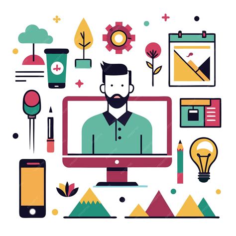 A Man Is Sitting At A Computer With A Picture Of A Man On The Screen