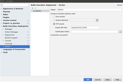 Pycharm Docker Unix Tcp Socket With Unixvarrundockersock
