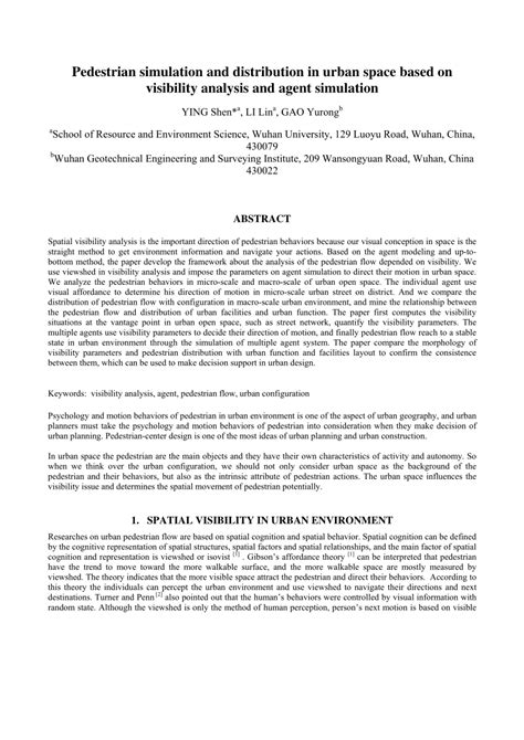 Pdf Pedestrian Simulation And Distribution In Urban Space Based On