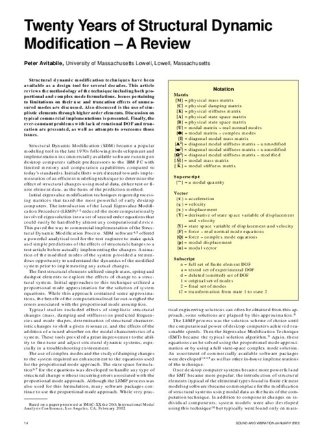 pdf twenty years of structural dynamic modification a review