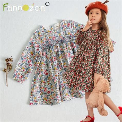 Betsy 어린이 치마 블라우스 100 코튼 스모킹 손 자수 유아 소녀 아기 블라우스 부드러운 긴팔 신제품 Aliexpress