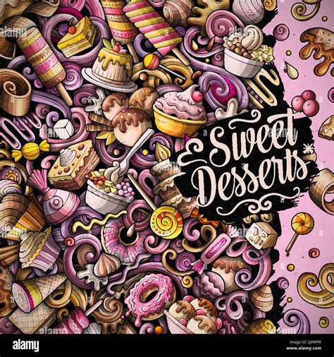 Sweet Food Cartoon Vector Doodles Frame Stock Vector Image And Art Alamy