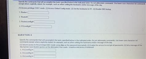Solved Specify The Commands That Will Accomplish The Tasks