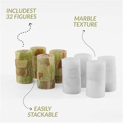 White And Green Onyx Natural Marble Checkers Figures Set Royal Bishop