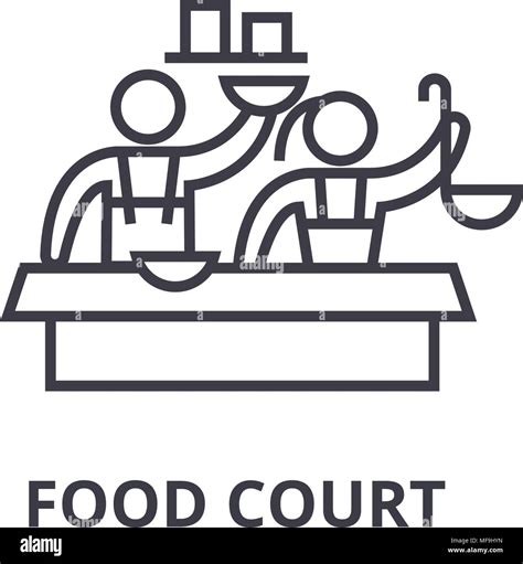 Food Court Thin Line Icon Sign Symbol Illustation Linear Concept