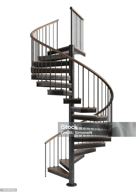 흰색 배경에 분리된 나선형 계단 고급 아파트의 계단 클리핑 패스가 포함되어 있습니다 계단에 대한 스톡 사진 및 기타 이미지 계단 철 3차원 형태 Istock