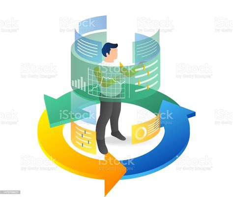 아이소메트릭 플랫 3d 그림 개념 데이터 분석가를 제어하는 남자 보안에 대한 스톡 벡터 아트 및 기타 이미지 보안 디지털 생성 이미지 금융 Istock