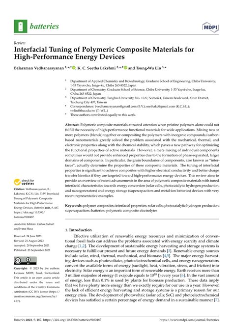 Pdf Interfacial Tuning Of Polymeric Composite Materials For High Performance Energy Devices