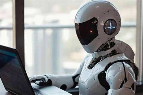 Premium Photo Robot Hand Laptop Generate Ai