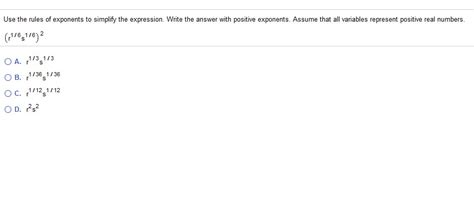 Solved Use The Rules Of Exponents To Simplify The Chegg