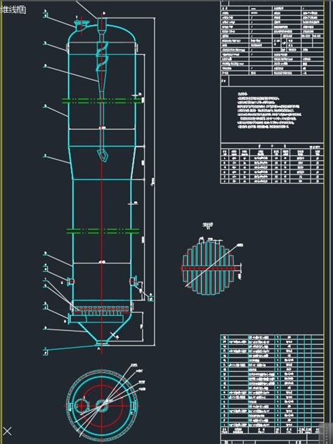 化工设备dn3500鼓泡床反应器cad装配图下载 作图吧