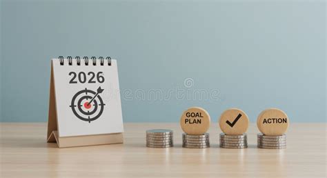2026 Goals Planning And Action With Coins Stock Illustration