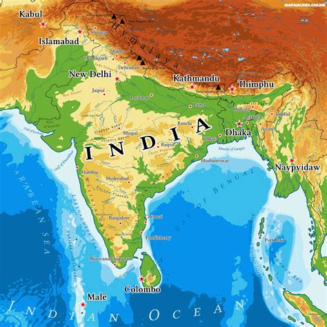 ⊛ Mapa De La India 🥇 Político And Físico Grande Para Imprimir · 2026