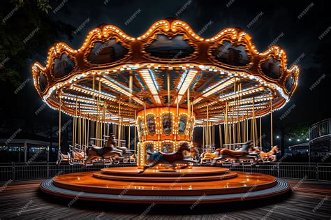 Premium Photo Night Scene Of Small Carousel Ride