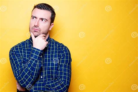 One Man Portrait Feeling Doubtful And Hesitant Stock Image Image Of