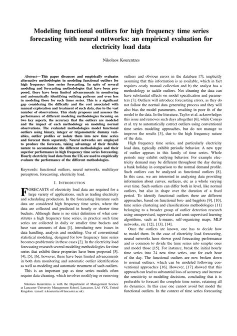 Pdf Modelling Functional Outliers For High Frequency Time Series Forecasting With Neural Networks