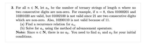 solved 3 for all n∈n let an be the number of ternary