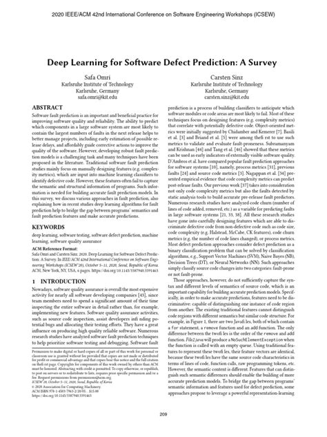Deep Learning For Software Defect Prediction A Survey Pdf Deep