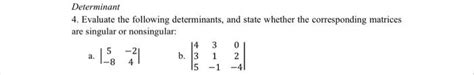 Solved Determinant Evaluate The Following Determinants Chegg Com