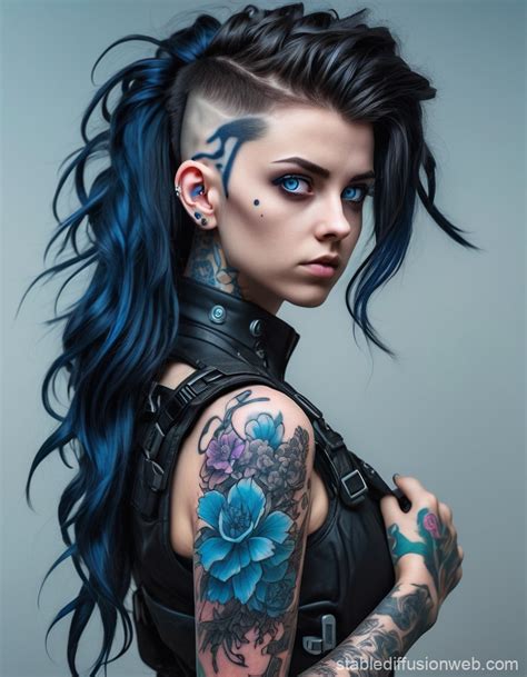 Cyberpunk Female With Fauxhawk Hairstyle Stable Diffusion Online