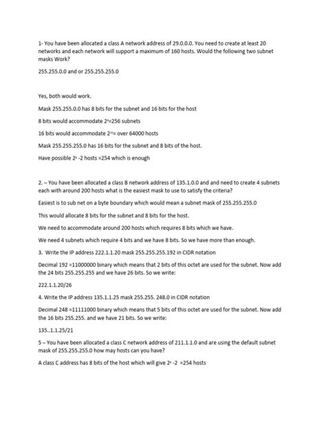 Subnetting Problems Pdf Computing Network Protocols