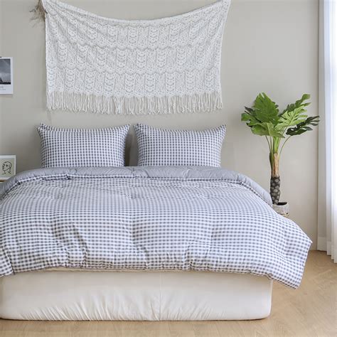 부드러운 60수 코튼 100모던 깅엄체크 차렵이불 사계절 침구 2컬러ssqklk 1641791900 그래이불
