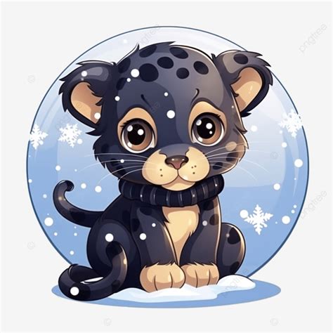 雪球裡的可愛豹 可愛的聖誕卡通插圖 動物吉祥物 豹紋標誌png去背圖片素材免費下載，免摳圖設計圖案下載 Pngtree