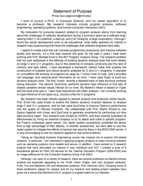 50 Statement Of Purpose Examples Graduate School Mba Phd ᐅ