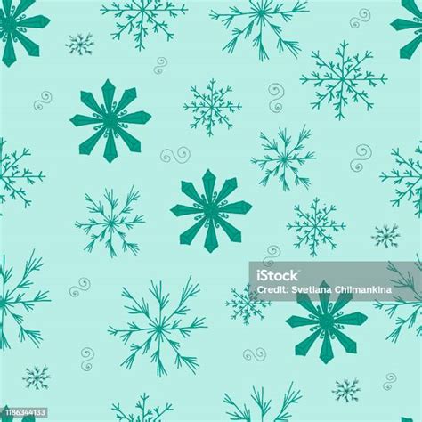 지금 플레이크 낙서 스타일로 그려진 귀여운 유치한 눈송이와 원활한 휴일 질감 크리스마스 장식 천 드레스에 대한 원활한 배경 벡터 휴일 텍스처입니다 0명에 대한 스톡 벡터