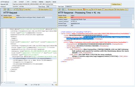 solved odata create entity server refusing to process req sap