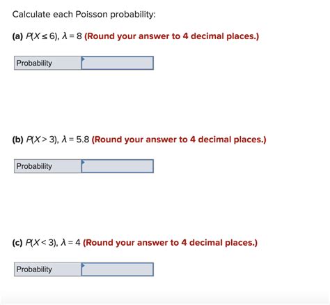 Solved Calculate each Poisson probability a P X λ Chegg com