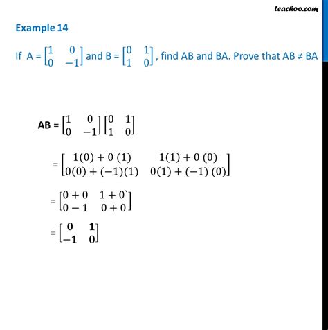 example 14 if a [1 0 0 1] b [0 1 1 0] find ab ba