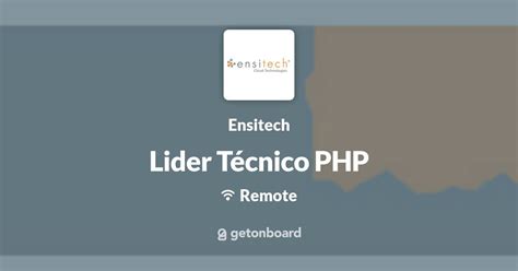Lider Técnico Php At Ensitech Remote Work From Home Get On Board