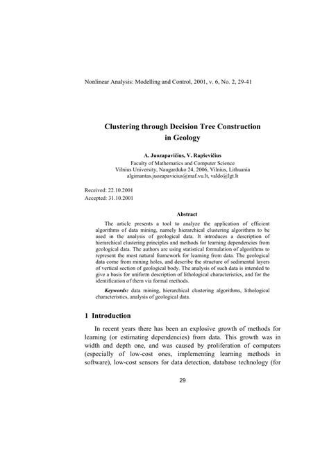 pdf clustering through decision tree construction in geology