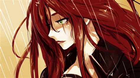 Аниме девушка с красными волосами злая фото и картинки 33 штук