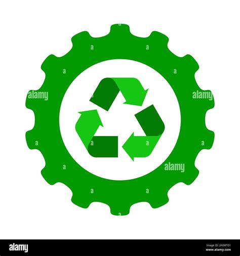 Recycle Sign And Cog Wheel Recycling Industry Symbol Sustainable Energy Renewable Resources