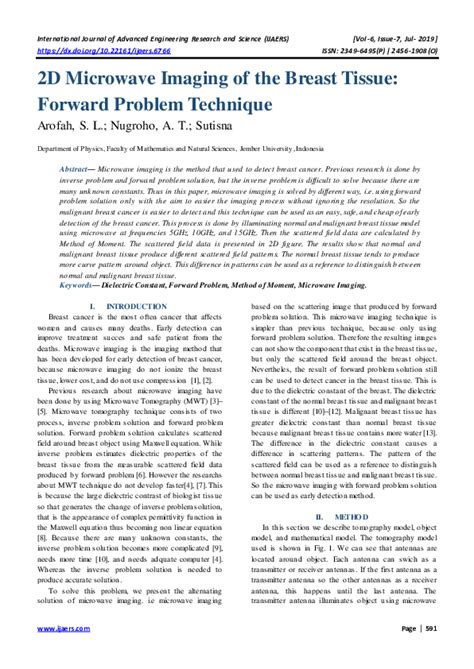 Pdf Microwave Imaging For Breast Tumor 2d Forward And Inverse Methods