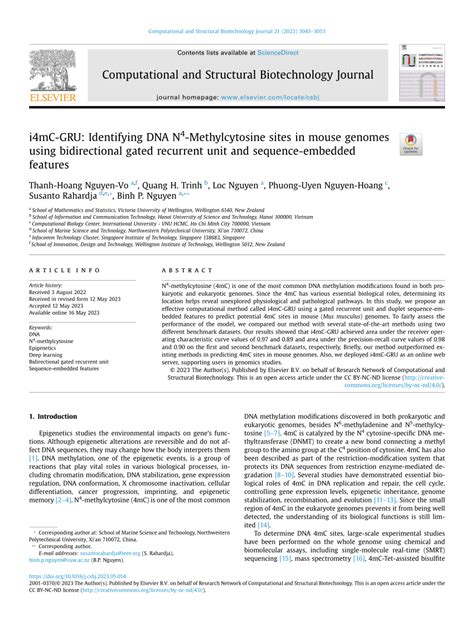 Pdf I4mc Gru Identifying Dna N 4 Methylcytosine Sites In Mouse Genomes Using Bidirectional