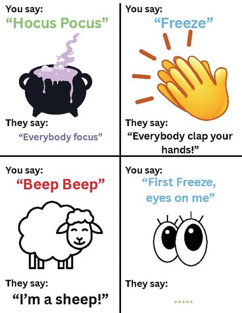 Call Backs Attention Getters By Mrs Kings Creations Tpt