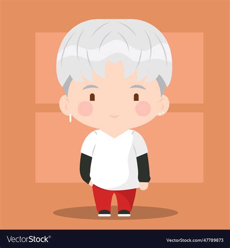 Isolated Colored Cute Chibi Male Korean Anime Vector Image