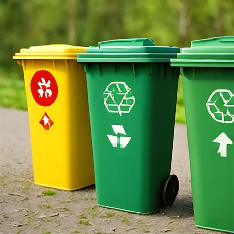 Premium Photo A Green And Yellow Recycling Bin With A Recycle Sign On It