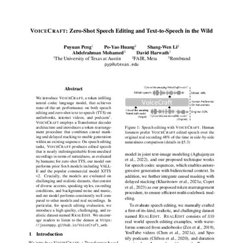 voicecraft zero shot speech editing and text to speech in the wild acl anthology