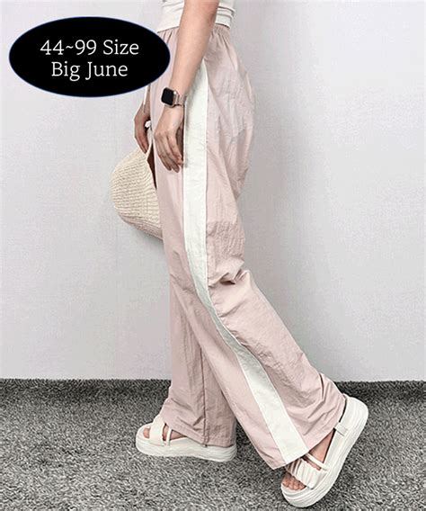 ~99 3xl 나일론 바스락 여름 와이드팬츠 하비커버 빅사이즈 오버핏 여유핏 여리핏 여름신상 바캉스 휴가 방학 데일리룩 트랙배색 와이드팬츠 나일론팬츠 237 에이블리