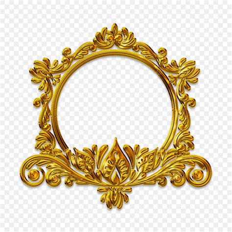 Gold Round 3d Images Hd Gold Round Vintage Photo Frame 3d Illustration Wedding Clpart