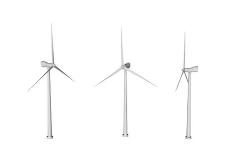 흰색 배경바람 전력 산업 그림 3 차원 일러스트 레이 션에 고립 된 다른 회전 각도와 3 개의 풍차 0명에 대한 스톡 사진 및 기타 이미지 Istock