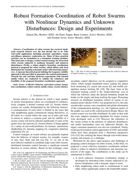 Pdf Robust Formation Coordination Of Robot Swarms With Nonlinear Dynamics And Unknown