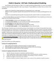 Mathematical Modeling Explore Endless Possibilities For IB Task Course Hero